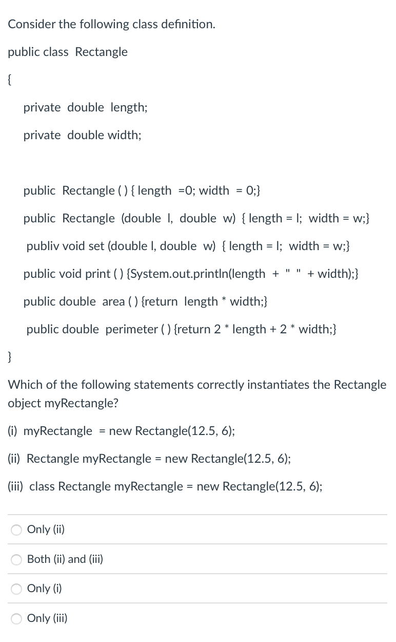 Solved Consider the following class definition. public class | Chegg.com