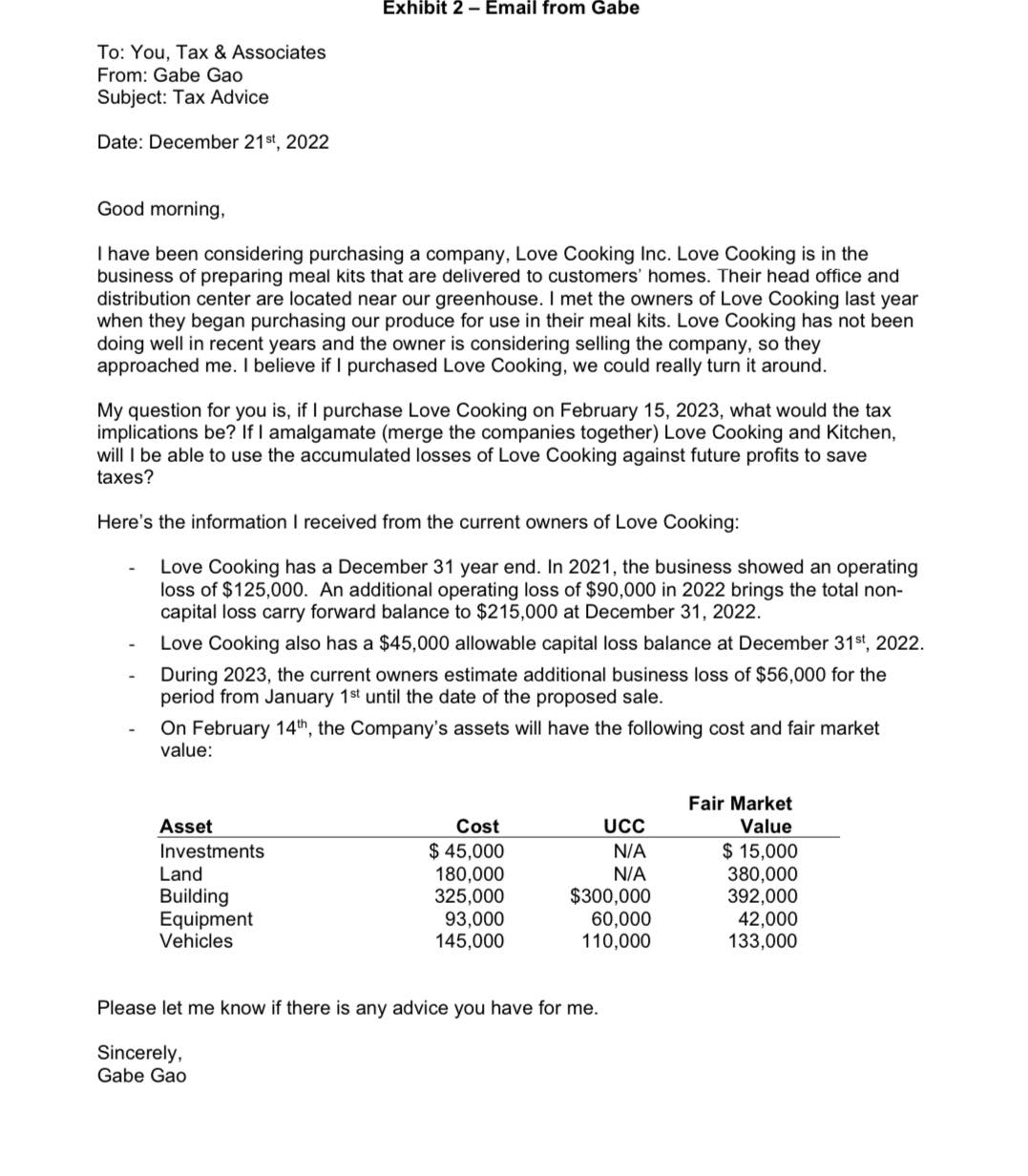 Exhibit 2 - Email from Gabe To: You, Tax \& | Chegg.com