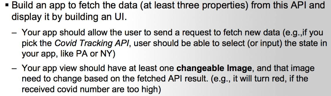 SwiftUI project help! Need to build an app with API, | Chegg.com