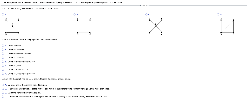 Solved Draw a graph that has a Hamilton circuit but no Euler | Chegg.com
