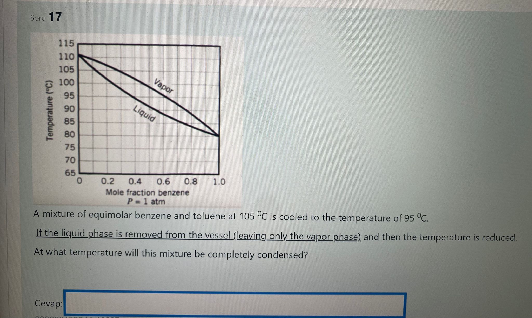 Solved A mixture of equimolar benzene and toluene at 105∘C | Chegg.com
