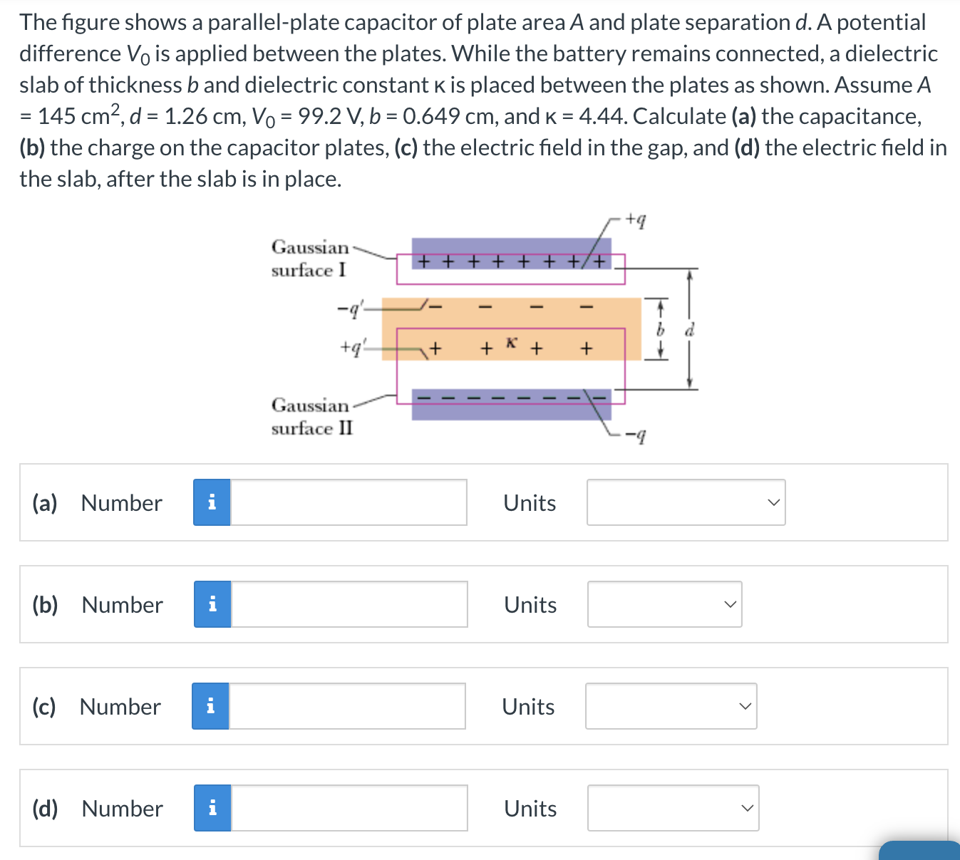 Solved The figure shows a parallel-plate capacitor of plate | Chegg.com