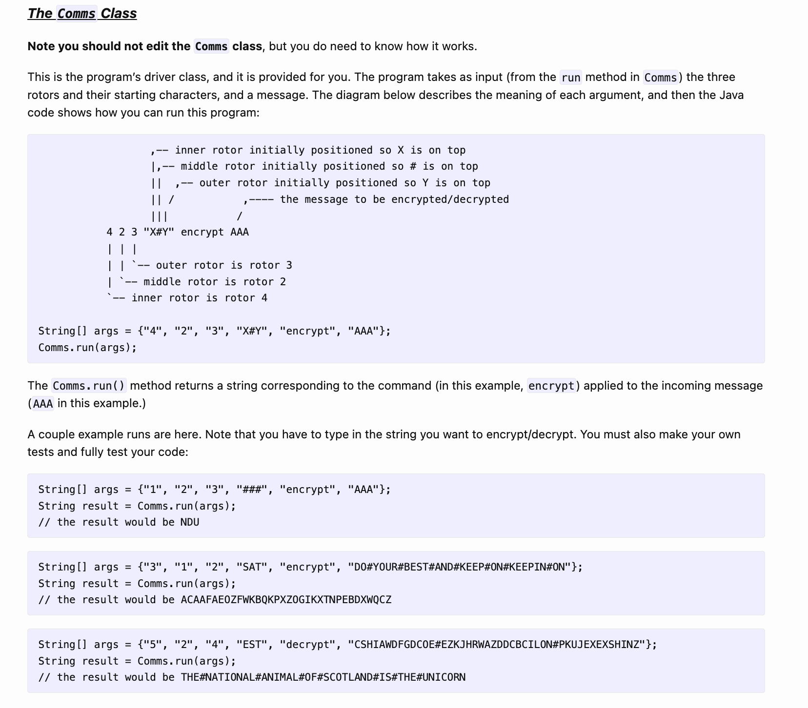 Solved JAVA Enigma Mini Project, please help asap.Below are | Chegg.com