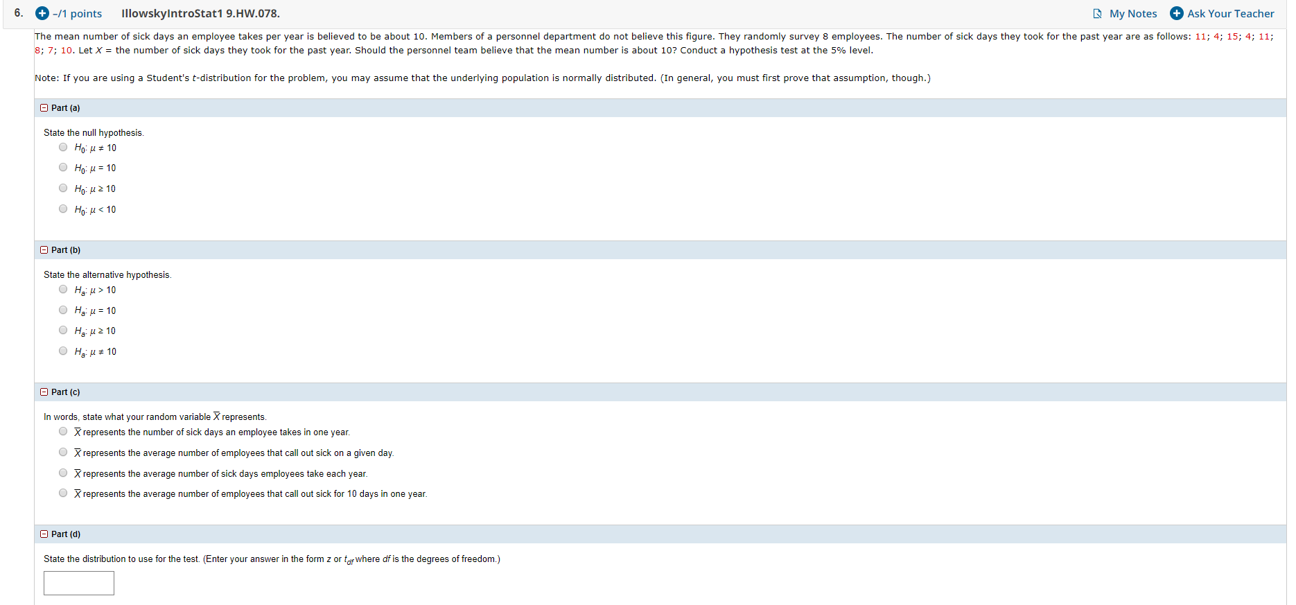 Solved O Part (e) What is the test statistic? (lf using | Chegg.com