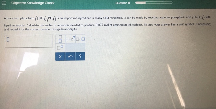 Solved Objective Knowledge Check Question 8 Ammonium | Chegg.com