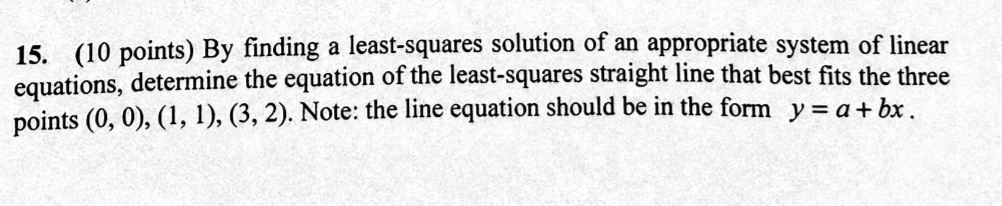Solved 156 (10 points) By finding a least-squares solution | Chegg.com