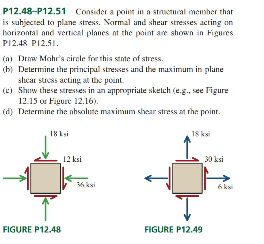 Solved P12.48–P12.51 Consider a point in a structural member | Chegg.com
