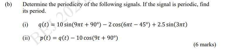 Solved ) (b) Determine the pe its period. of the following | Chegg.com
