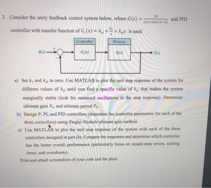 Solved 3. Consider the unity feedback control system below, | Chegg.com