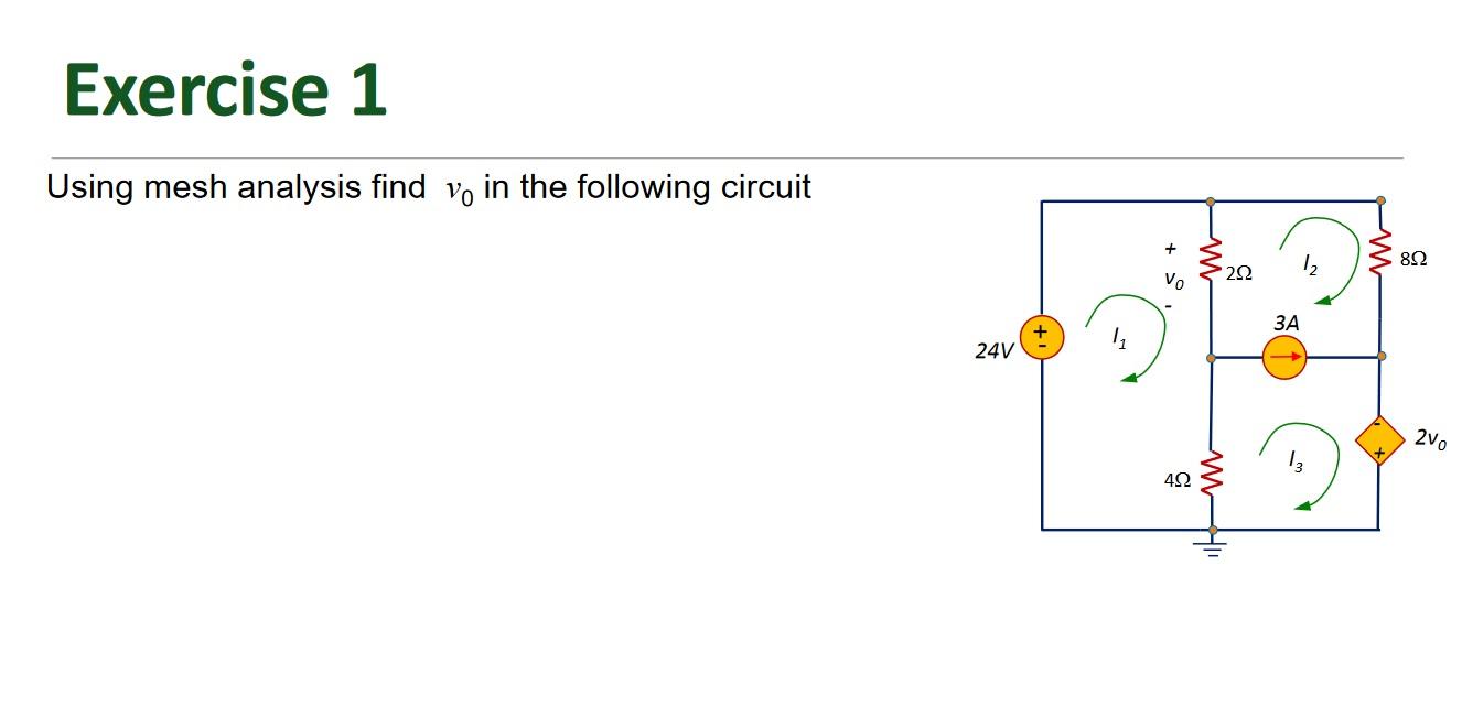 Solved Exercise 1 Using mesh analysis find vo in the | Chegg.com