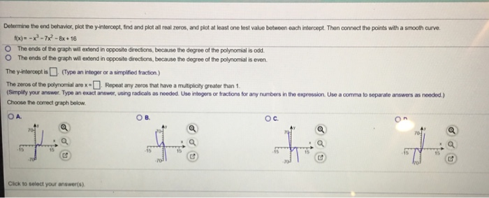Solved Determine the end behavior, plot the y-intercept, | Chegg.com
