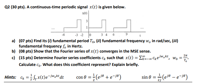 Solved Q2 (30 pts). A continuous-time periodic signal x(t) | Chegg.com