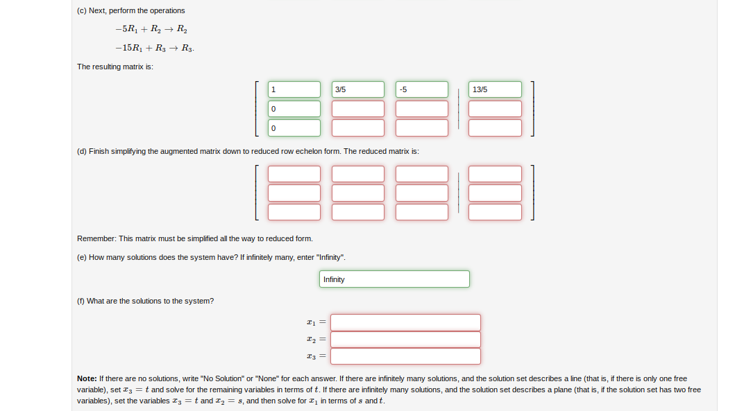 Solved (1 point) 13 Solve the following system using | Chegg.com