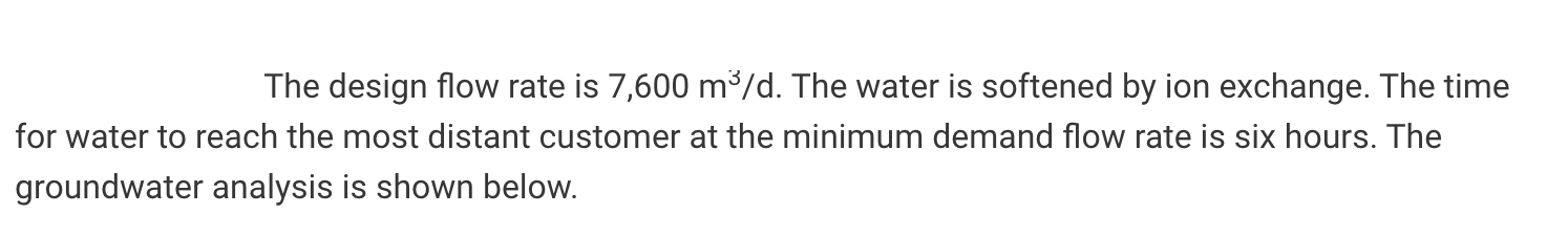 Solved The design flow rate is 7,600 m3/d. The water is | Chegg.com