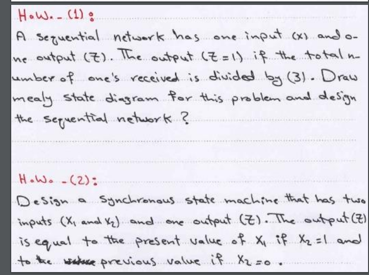 Solved A sequential network has one imput (x) and one output | Chegg.com