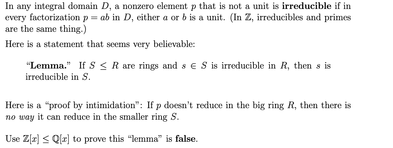 Solved In any integral domain D, a nonzero element p that is | Chegg.com