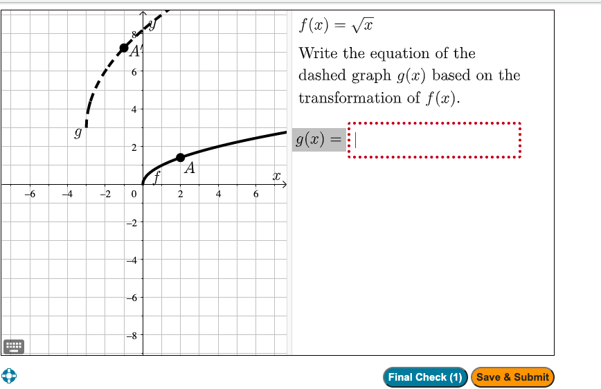 Solved f(x) = x A1 Write the equation of the dashed graph | Chegg.com