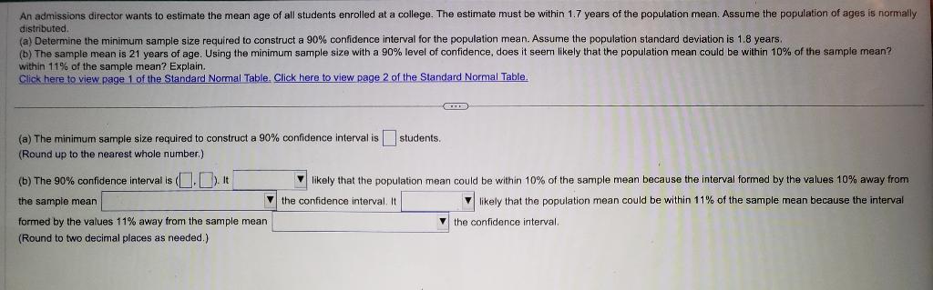 Solved distributed. (a) Determine the minimum sample size | Chegg.com