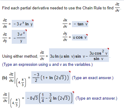 Solved Consider the functions z= -3 e* Iny, x= In (u cos v), | Chegg.com