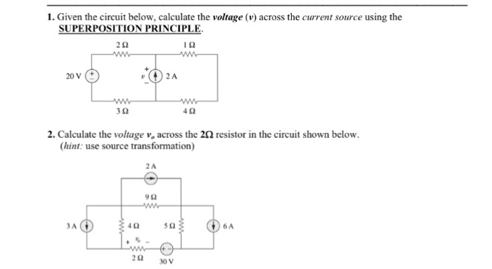 Solved Given the circuit below, calculate the voltage (v) | Chegg.com