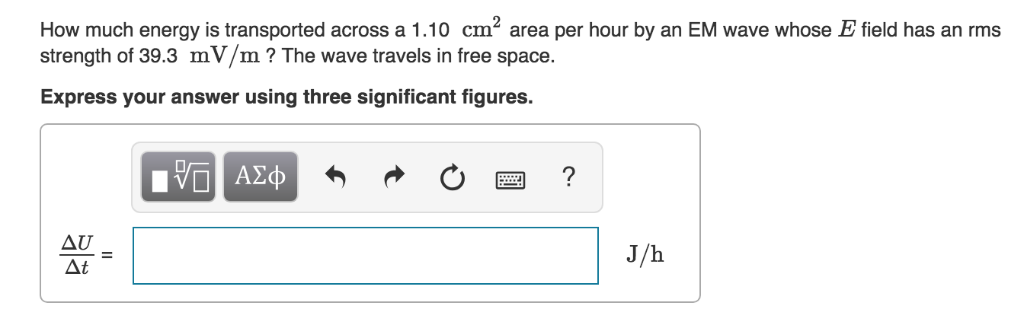 Solved How much energy is transported across a 1.10 cm2 area | Chegg.com