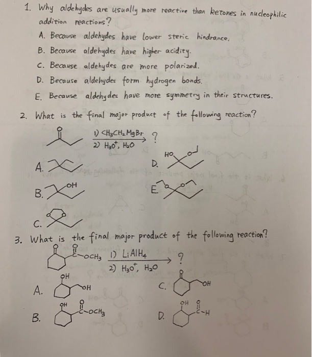 Solved 1. Why aldehydes are usuallyg more reactive than | Chegg.com
