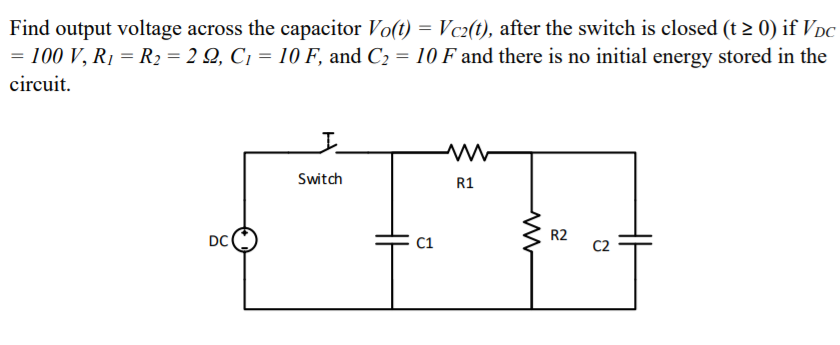 Solved Find output voltage across the capacitor Vo(t) = | Chegg.com
