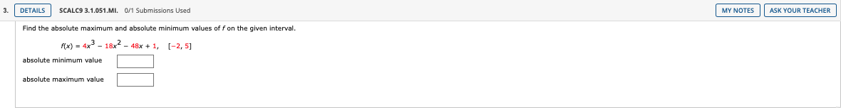 Solved 3 DETAILS SCALC9 3.1.051.MI. 0/1 Submissions Used MY | Chegg.com