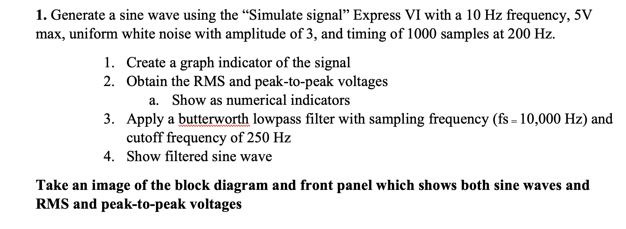 1. Generate a sine wave using the “Simulate signal” | Chegg.com