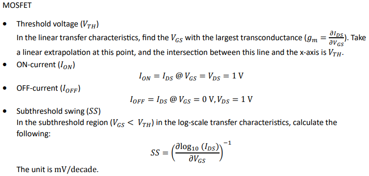 Solved - Threshold voltage (VTH) In the linear transfer | Chegg.com