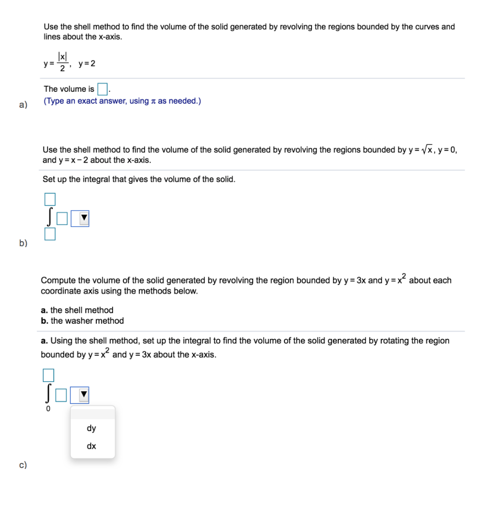 Solved Use the shell method to find the volume of the solid | Chegg.com
