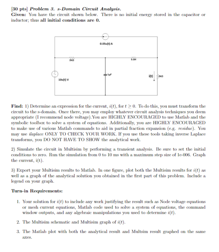 Solved [30 pts]Problem 3. s-Domain Circuit | Chegg.com