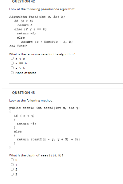 Solved QUESTION 42 Look at the following pseudocode | Chegg.com
