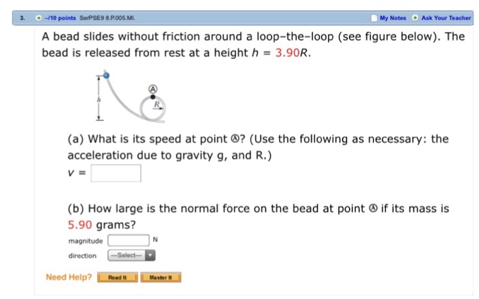 Solved : -/10 points SerPSE98P00SM. A bead slides without | Chegg.com