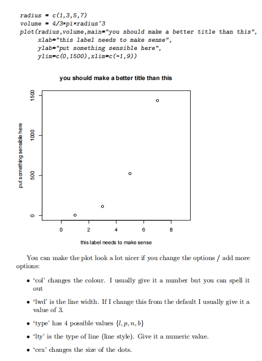 Solved radius = c(1,3,5,7) volume = 4/3*pi*radius 3 plot | Chegg.com