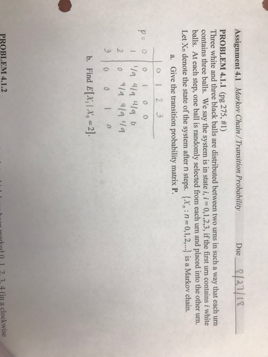 Solved Assignment 4.1 Markov Chain/Transition Probability | Chegg.com