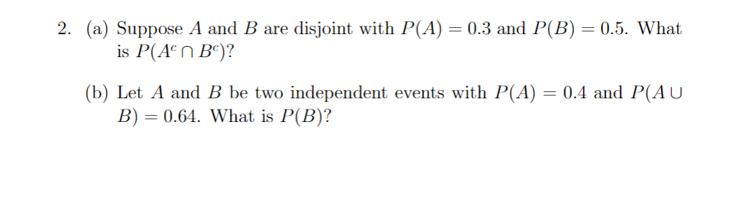 Solved 2. (a) Suppose \\( A \\) and \\( B \\) are disjoint | Chegg.com