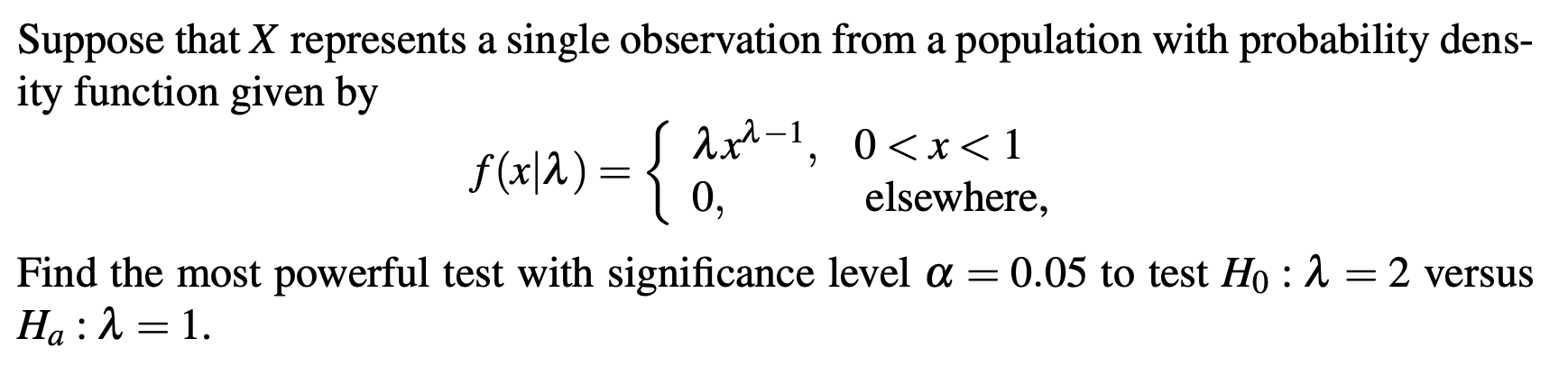 Solved Suppose that X represents a single observation from a | Chegg.com