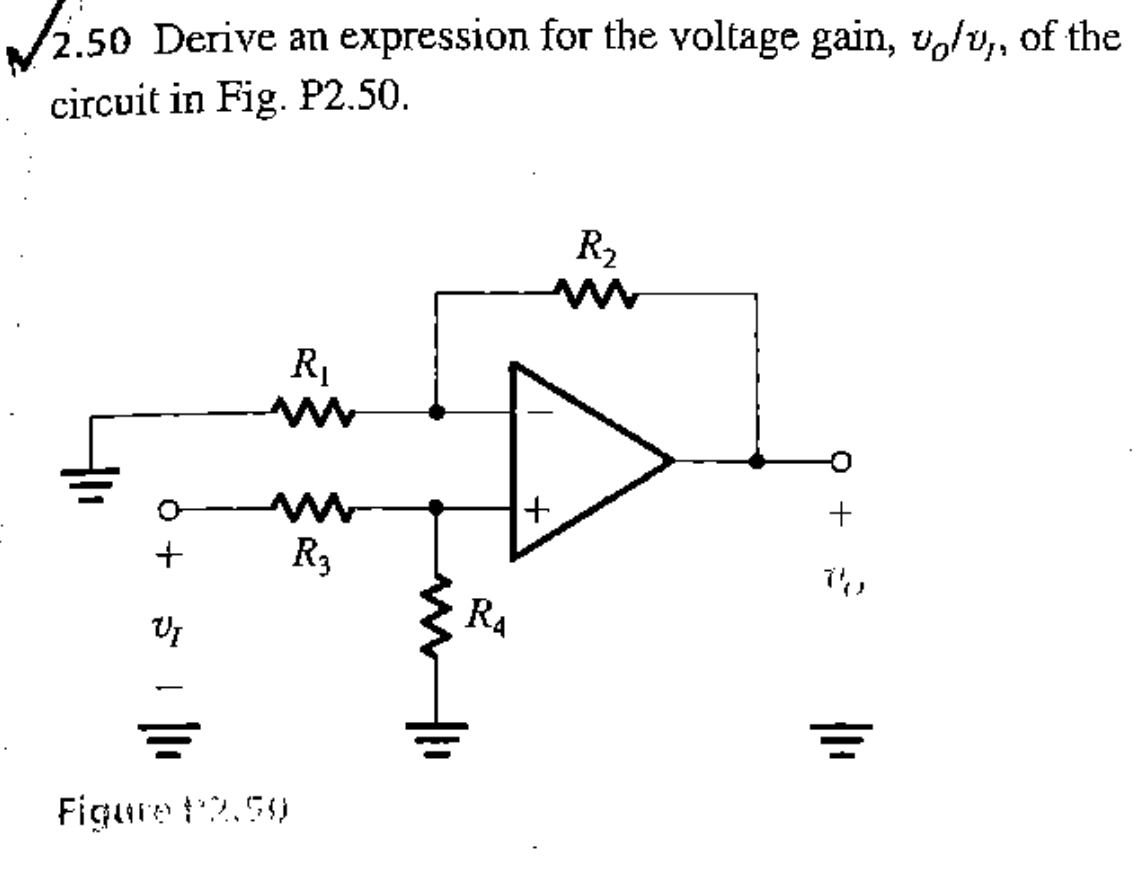 Solved 2.50 Derive an expression for the voltage gain, | Chegg.com
