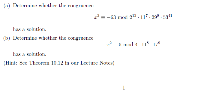 Solved (a) Determine whether the congruence | Chegg.com