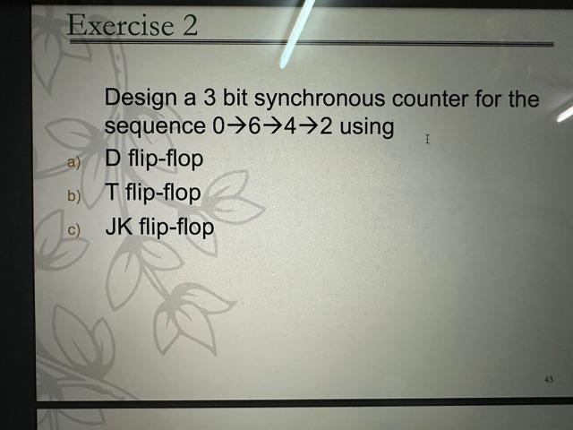 Solved Design A 3 Bit Synchronous Counter For The Sequence 8814
