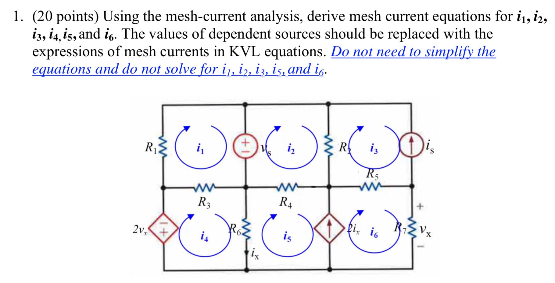 Solved Using the mesh-current analysis, derive mesh current | Chegg.com