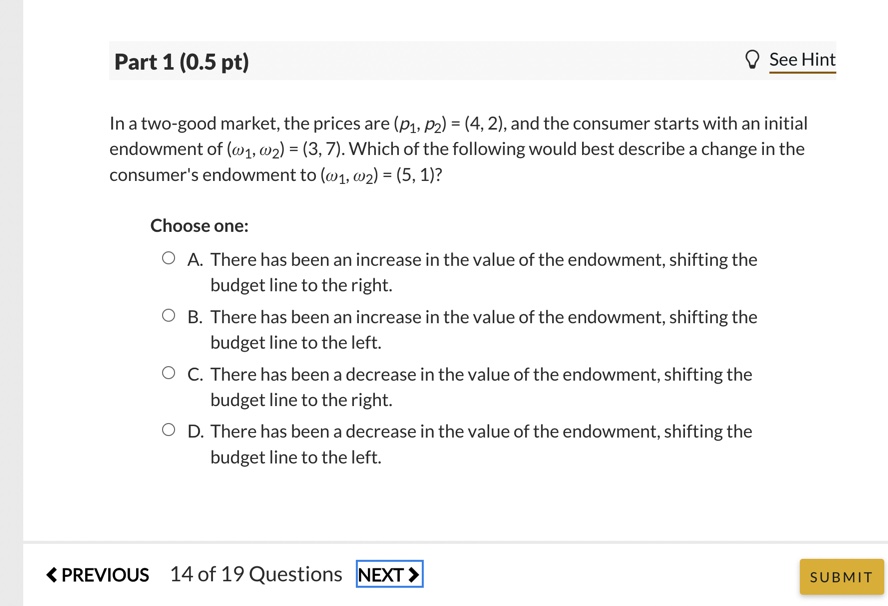 High Quality SOLUTION In ﻿a two-good market, the prices are (p1,p2)=(4,2), | Chegg.com