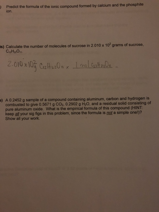 Solved ) Predict the formula of the ionic compound formed by | Chegg.com