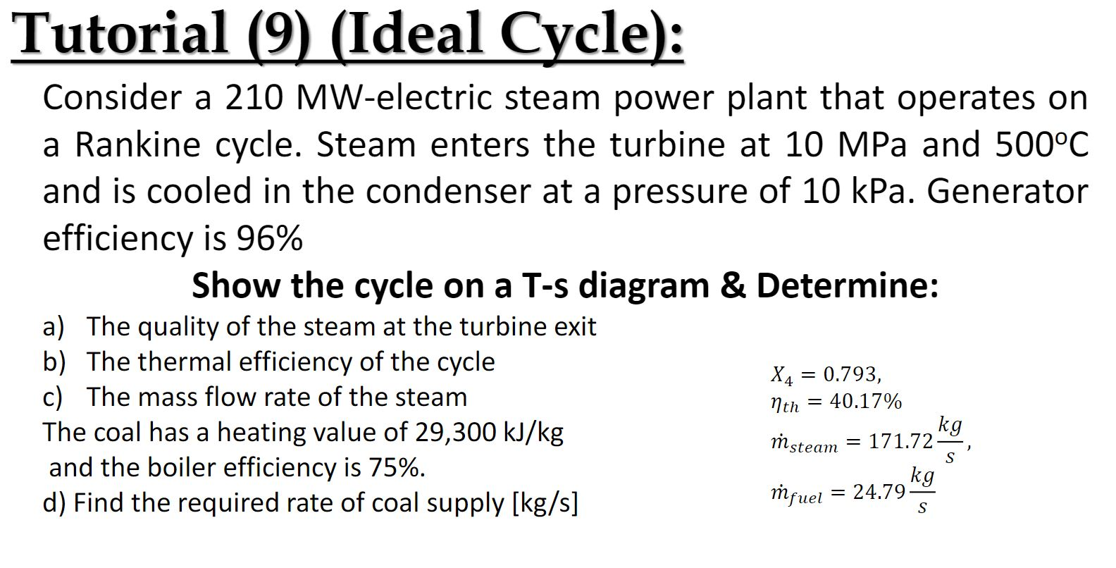 Solved Tutorial (9) (Ideal Cycle): Consider a 210 | Chegg.com