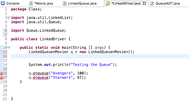 Solved How can i create movie objects for my queue? did i do | Chegg.com