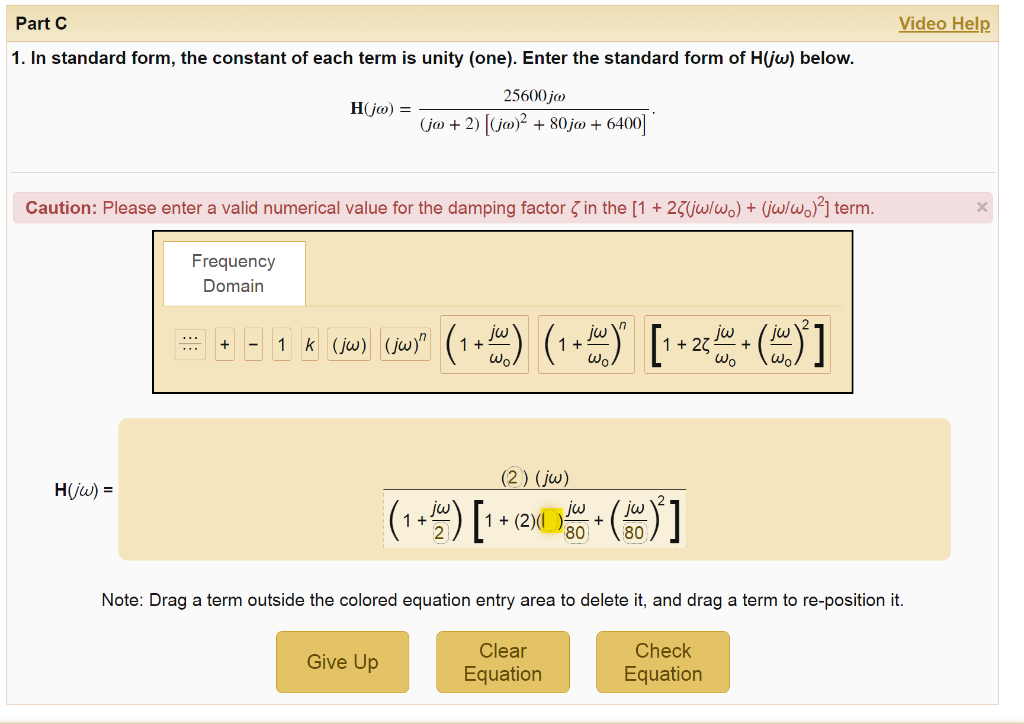 Solved Part C Video Help 1 In Standard Form The Constant Chegg