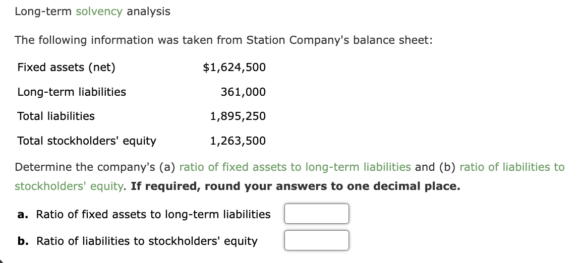 Solved Long-term solvency analysisThe following information | Chegg.com