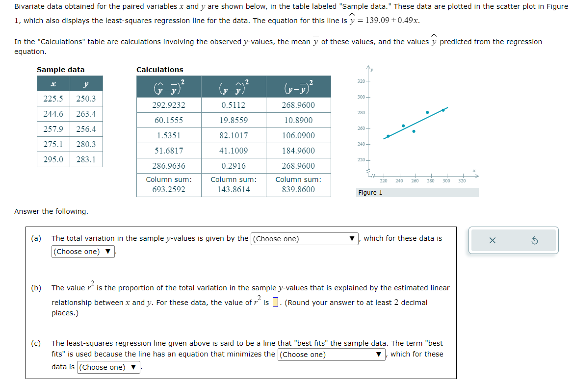 Solved Bivariate data obtained for the paired variables x | Chegg.com