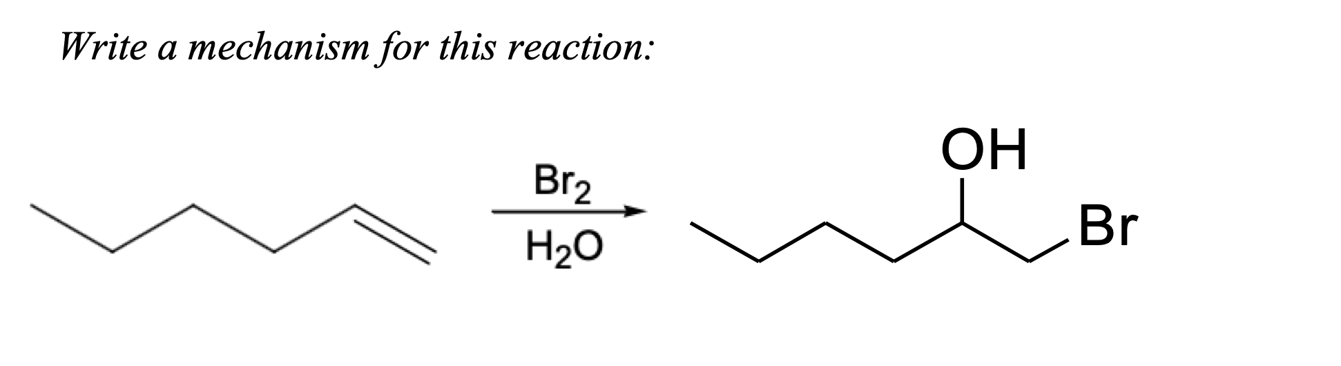 Solved Write a mechanism for this reaction: OH Br2 H20 Br | Chegg.com